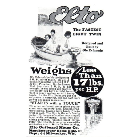 Elto | Art | 924 Elto Outboard Motor Company Vintage Print Ad Women In ...